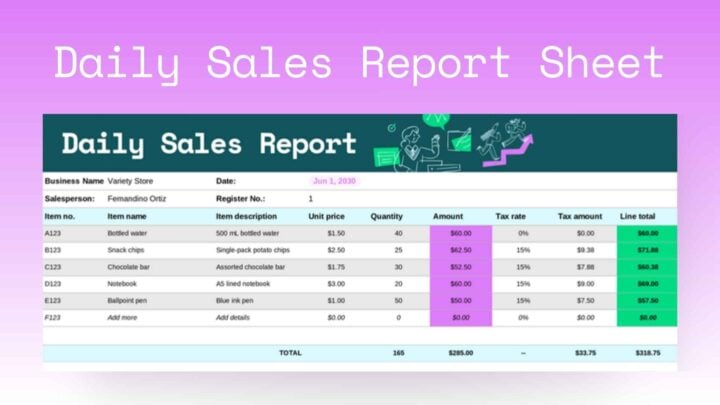 Daily Sales Report Sheet. Free Sheet Template — SlidesCarnival
