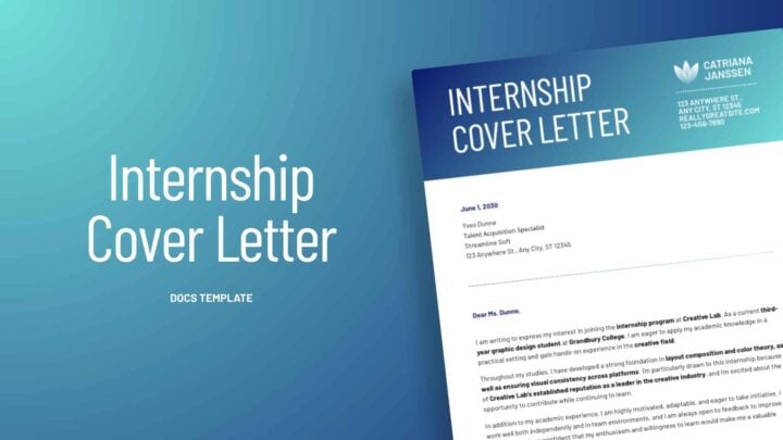Internship Cover Letter. Free Docs Template — SlidesCarnival