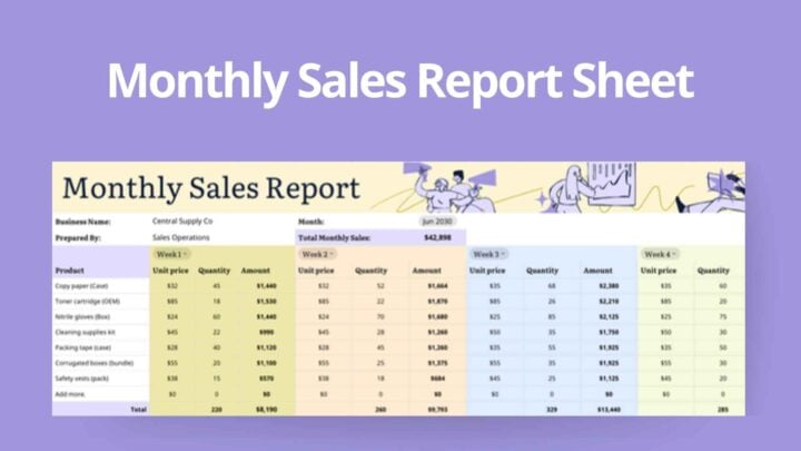 Monthly Sales Report Sheet. Free Sheet Template — SlidesCarnival