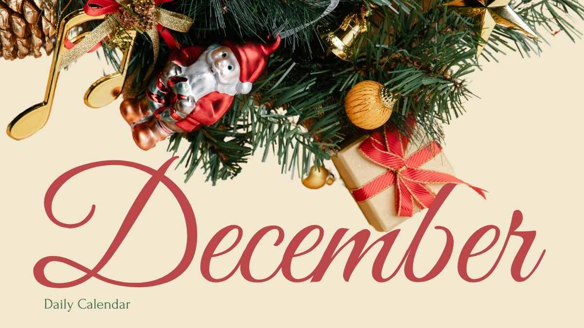Calendario Estético de Diciembre Diario. Plantilla Gratis para PPT y ...