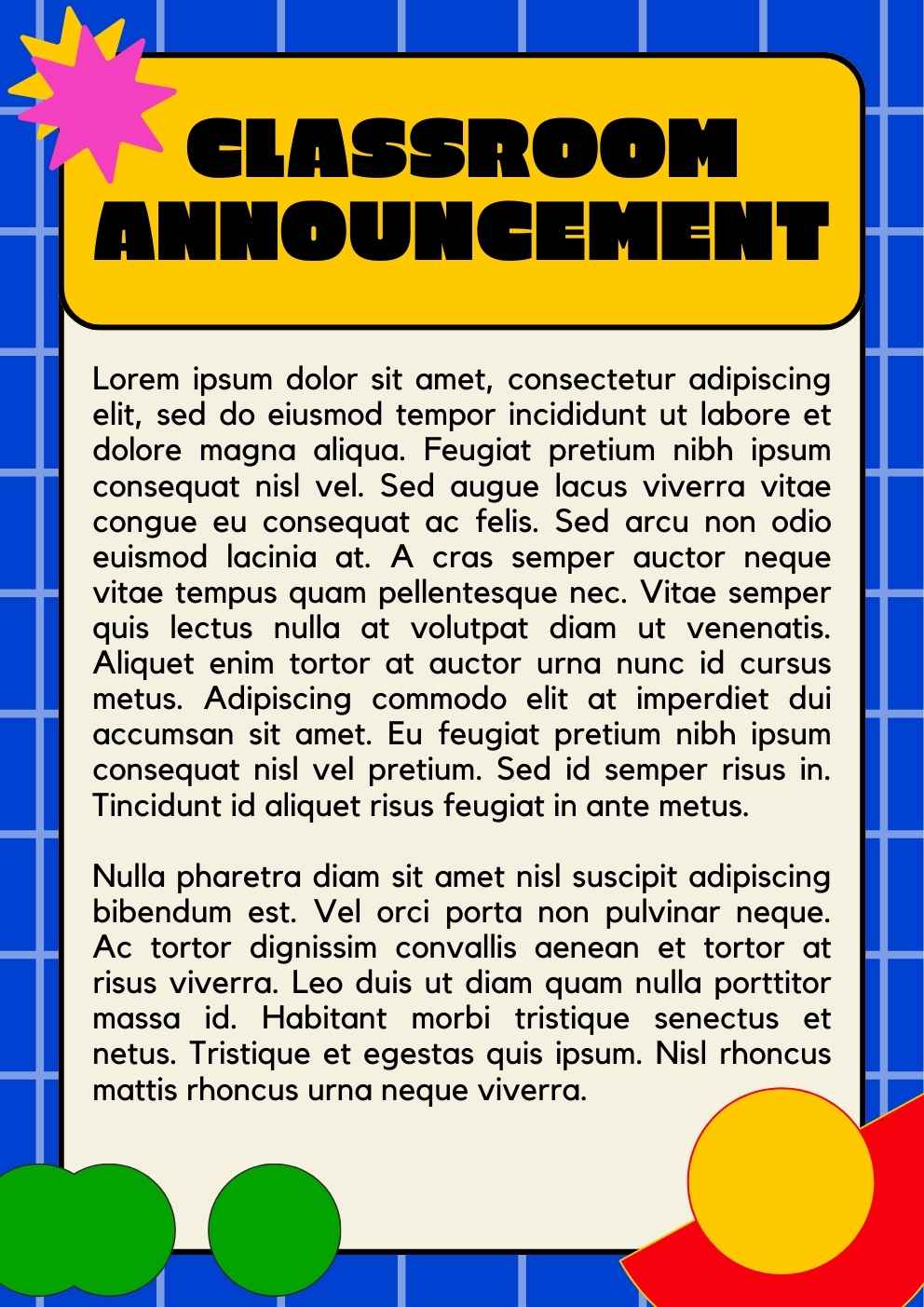 Anuncios del aula: plantilla de presentación gratis