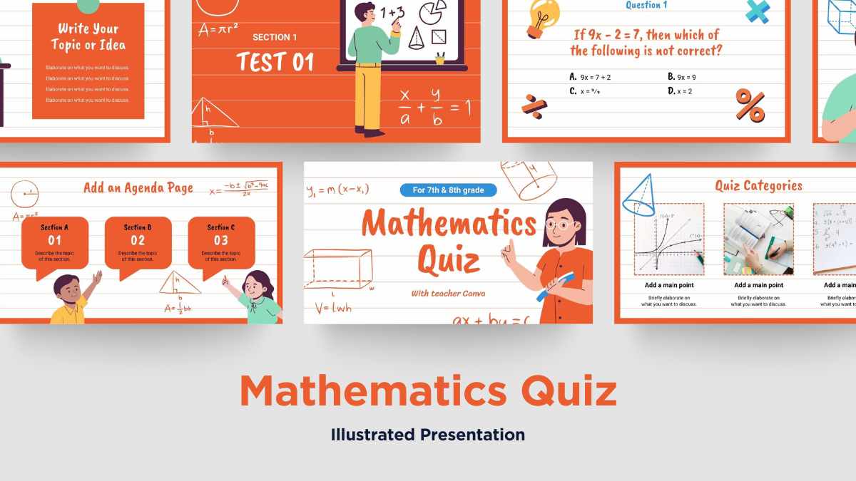 Plantilla de quiz de matemáticas ilustrado gratis