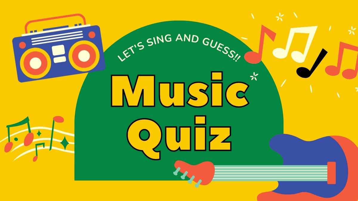 Template de quiz musical animado: slides grátis