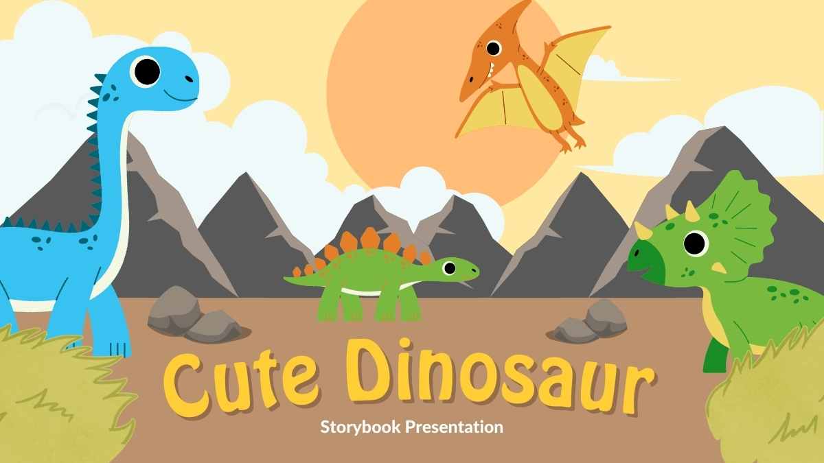 Template slide cerita dinosaurus imut gratis