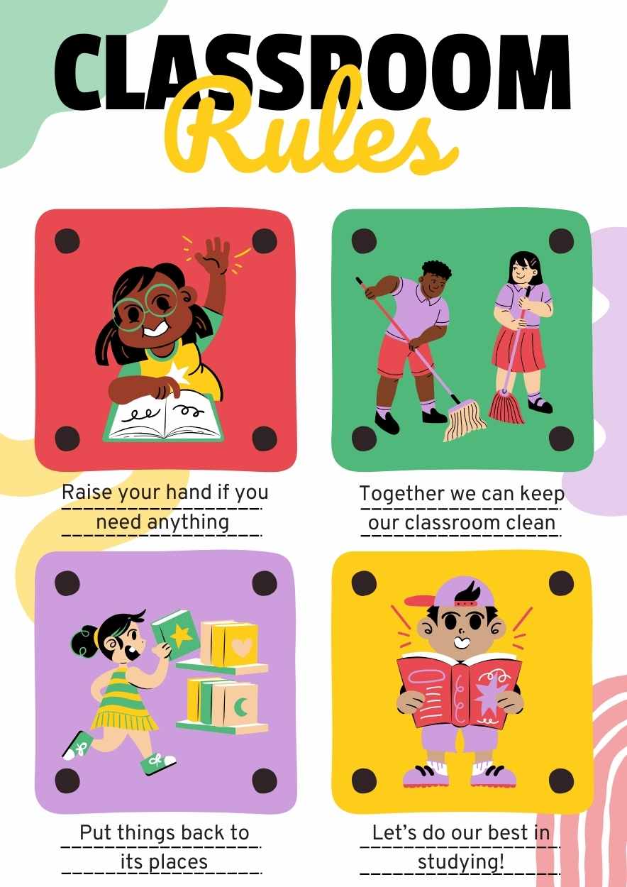 Template Poster Aturan Kelas Gratis untuk Sekolah