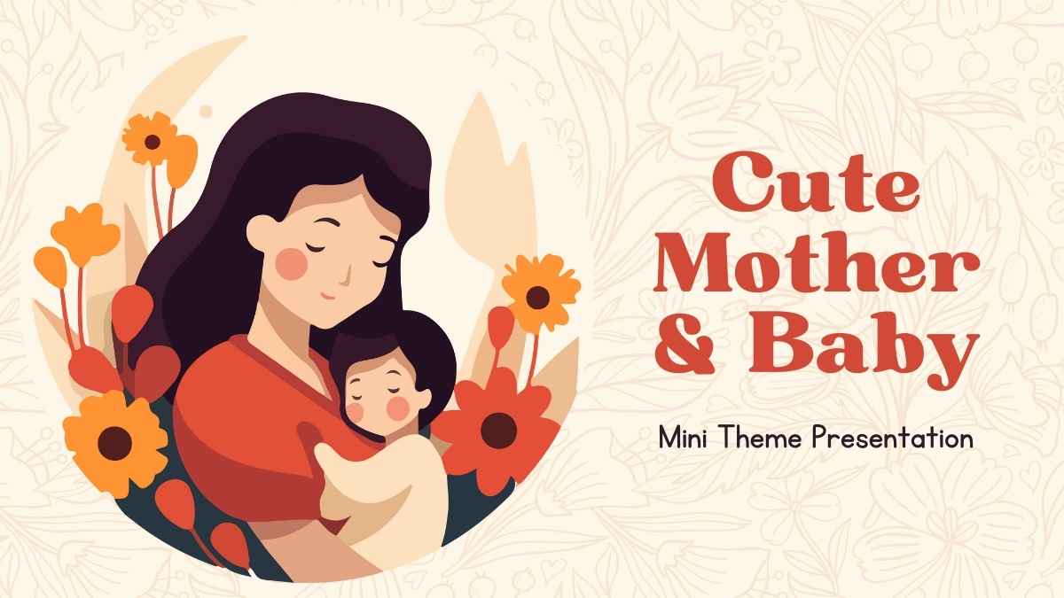 Template slide ibu dan bayi imut gratis untuk Canva