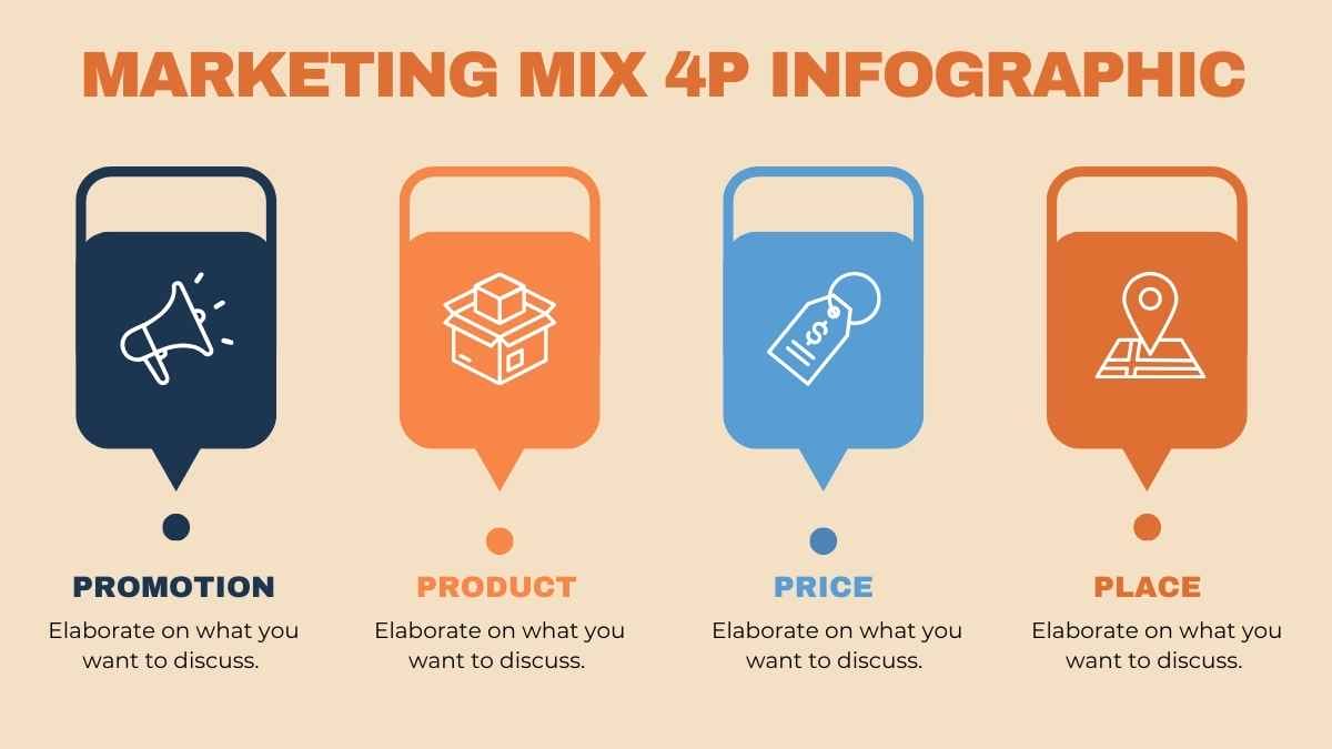 Template slide infografis Marketing Mix 4P gratis
