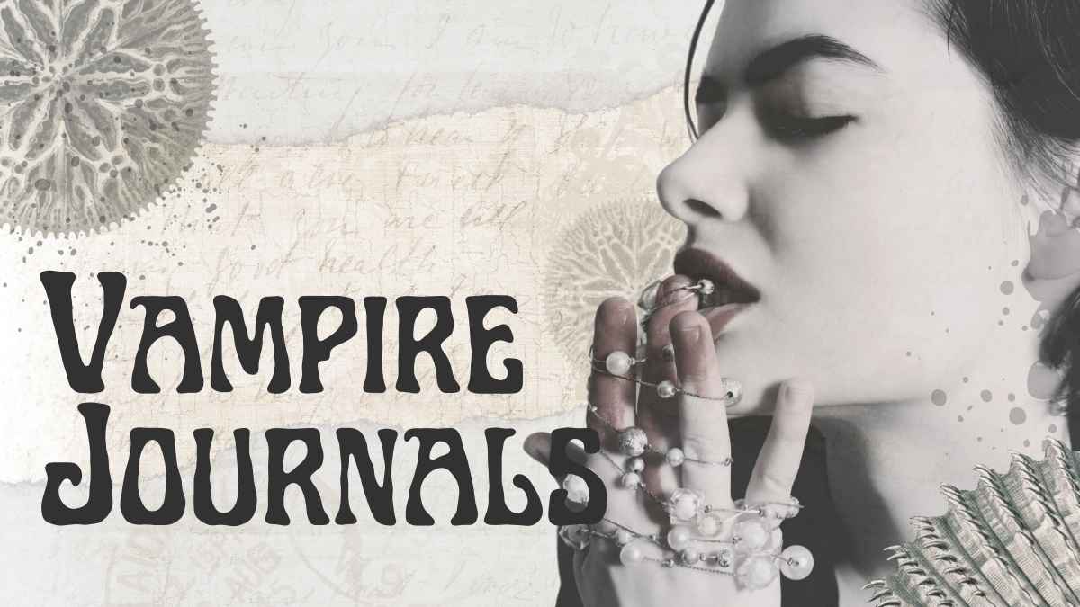 Template slide jurnal vampir vintage gratis untuk Canva
