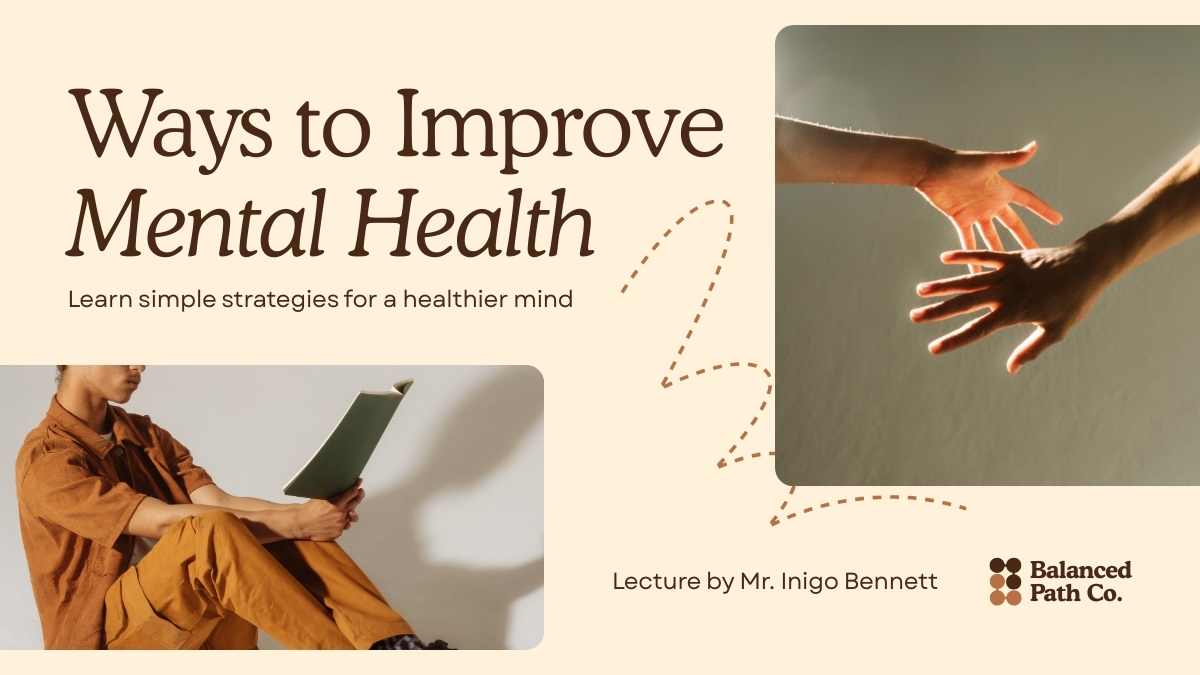 Template slide kesehatan mental gratis untuk Canva