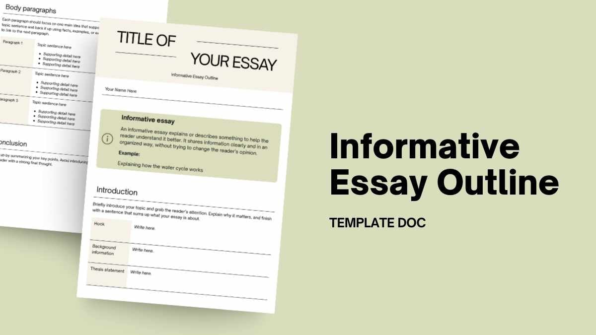 Template kerangka esai informatif dalam dokumen