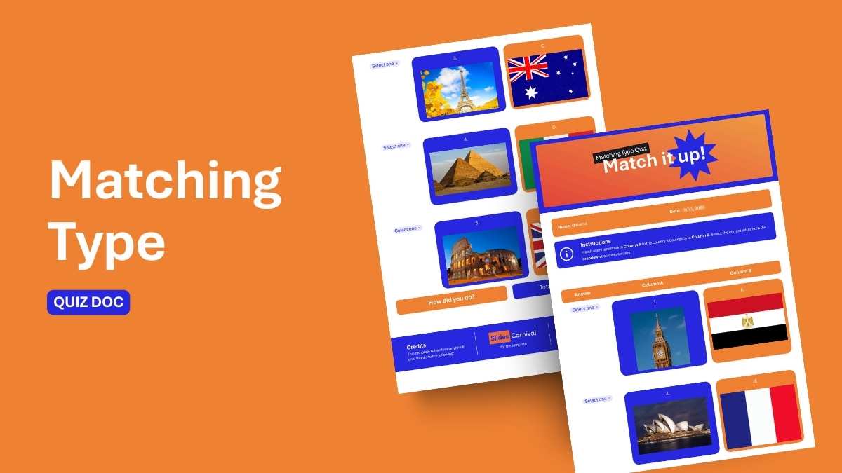 Template dokumen kuis mencocokkan premium