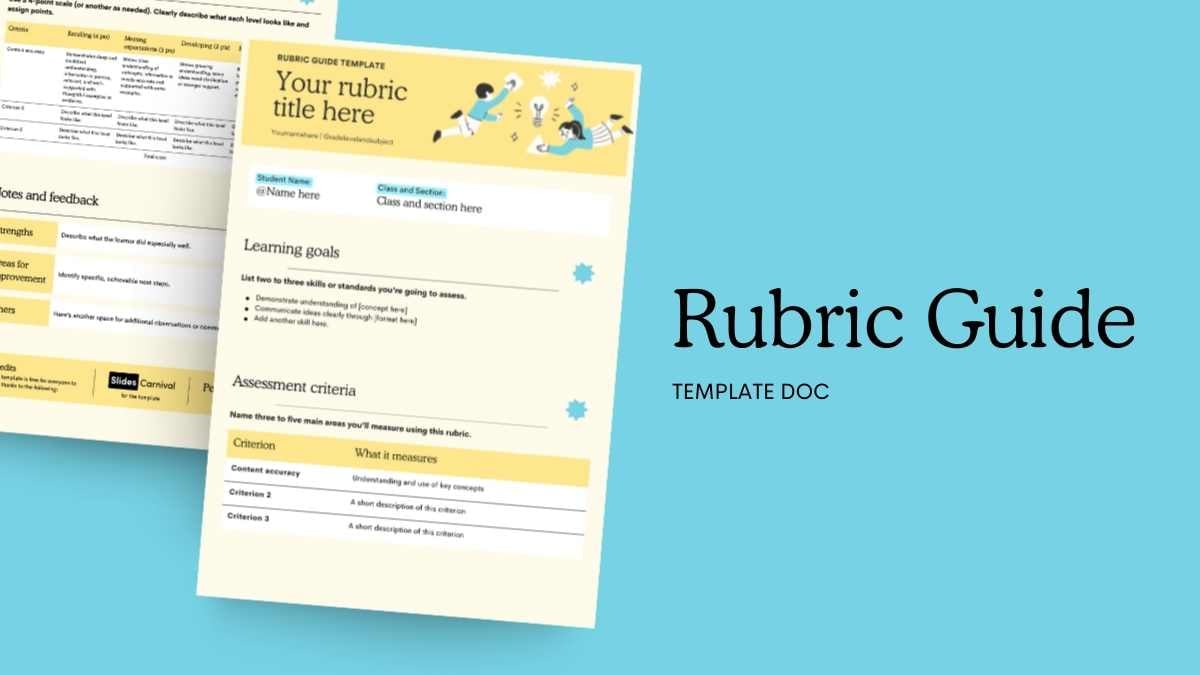 Template panduan rubrik bergambar dalam dokumen