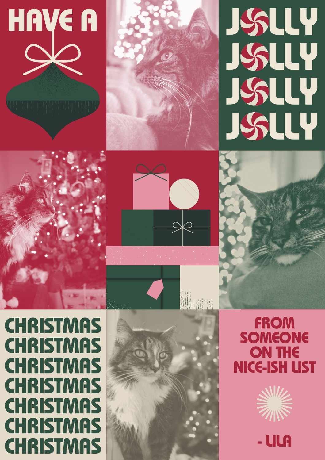 Template kartu Natal imut gratis untuk slide